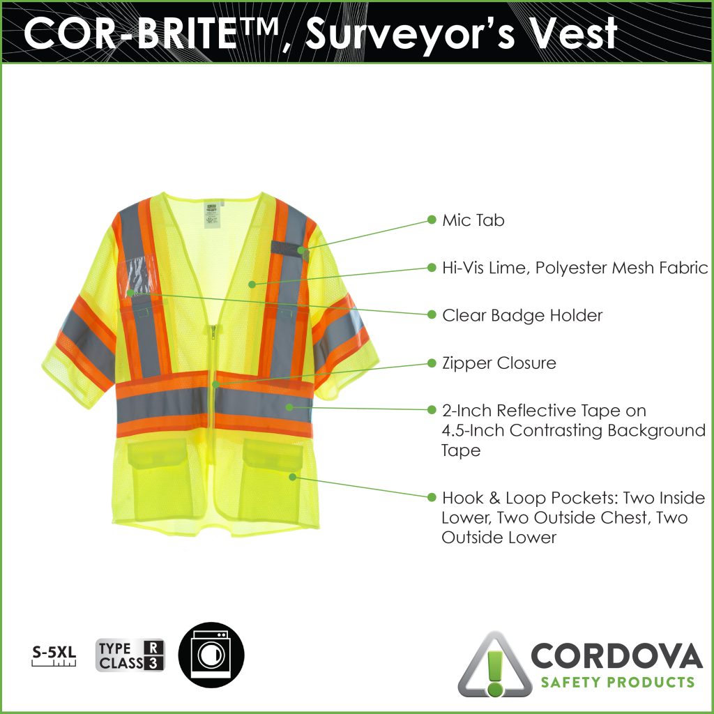Safety Vest, COR-BRITE®, Type R, Class 3: #V3201 - Cordova Safety