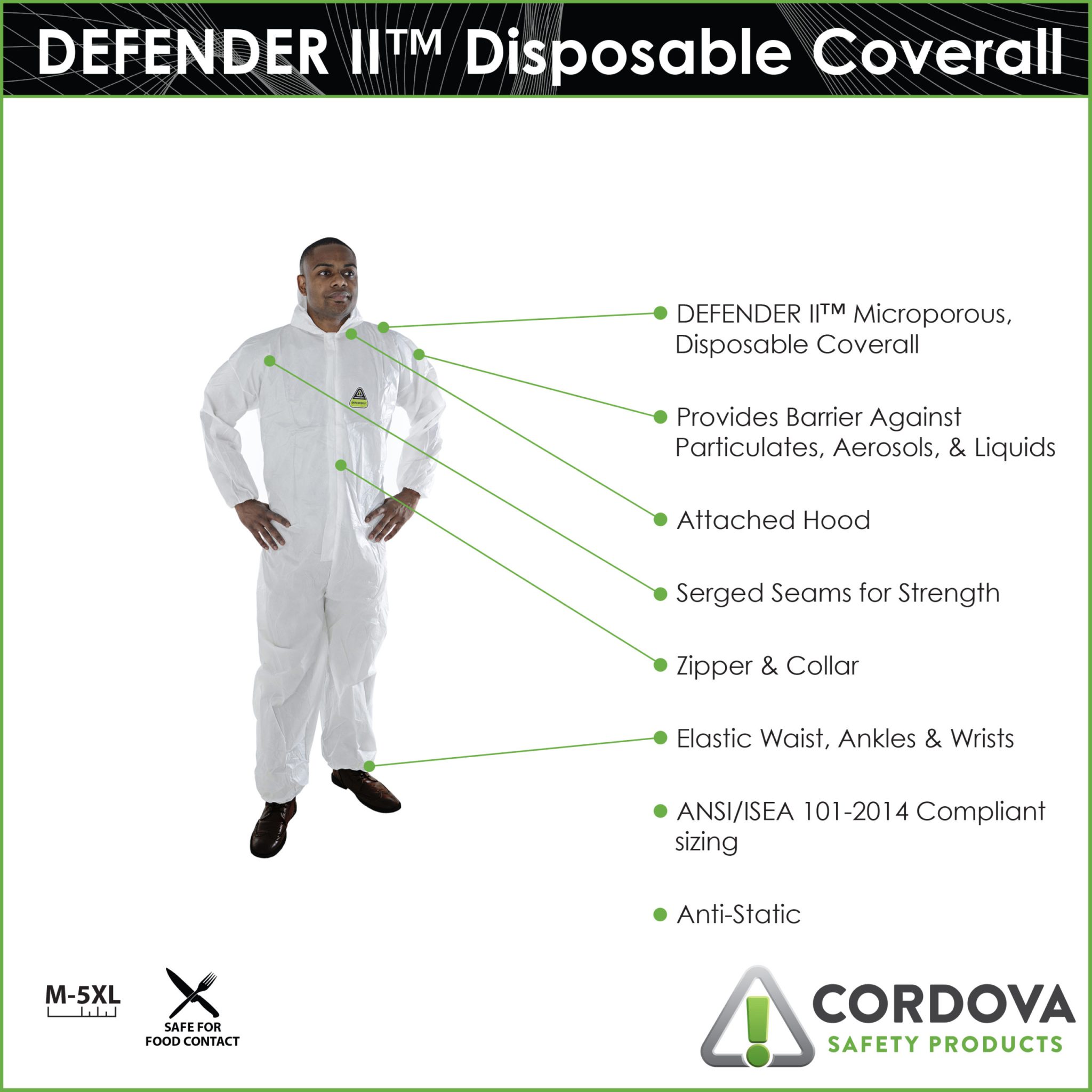 DEFENDER II™, Coverall, Hood: #MP300 - Cordova Safety
