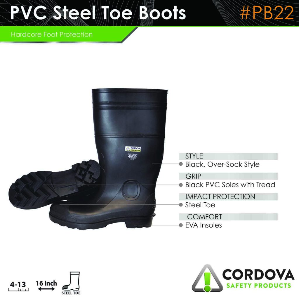 Boots, PVC, Steel Toe: #PB22 - Cordova Safety