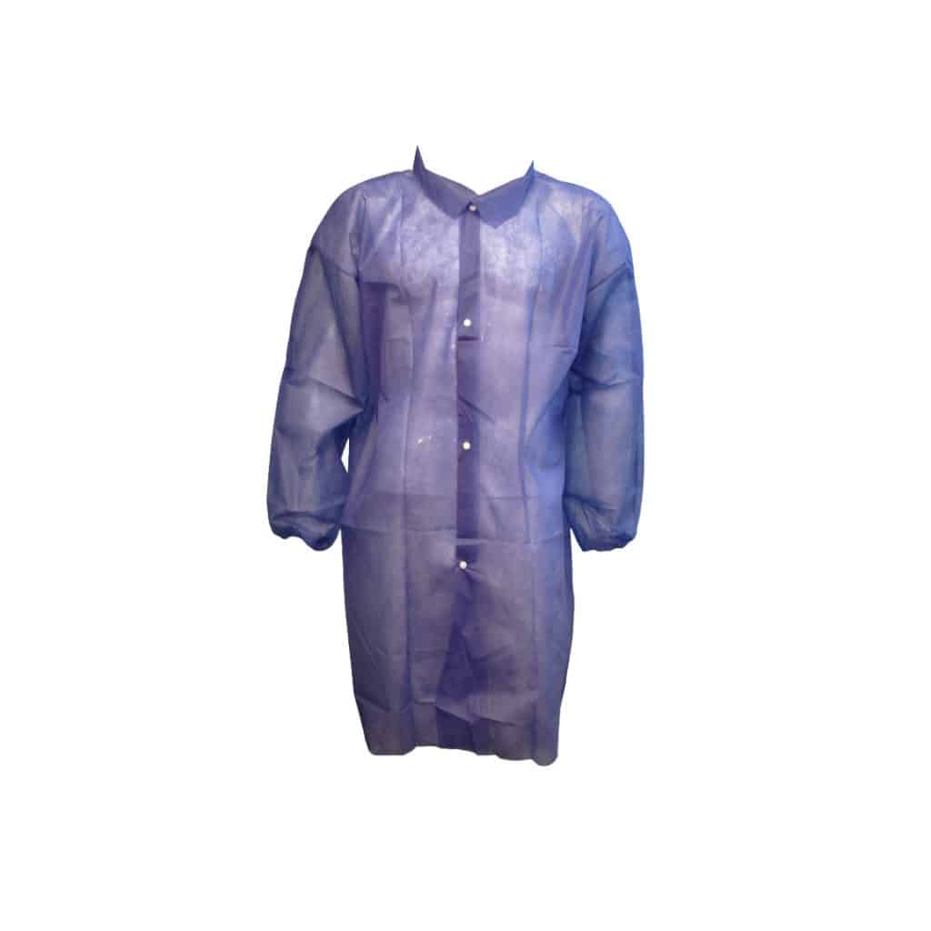 Navy Blue Polypropylene Lab Coat : LC25NB - Cordova Safety